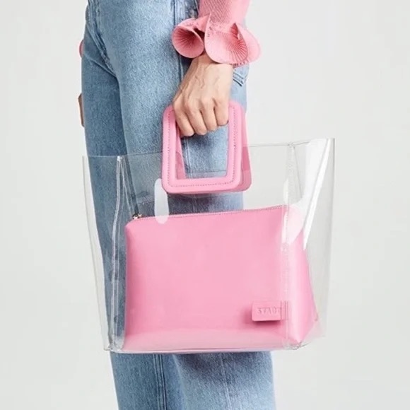 STAUD | Bags | Staud Medium Shirley Leather Pvc Bag Pink | Poshmark